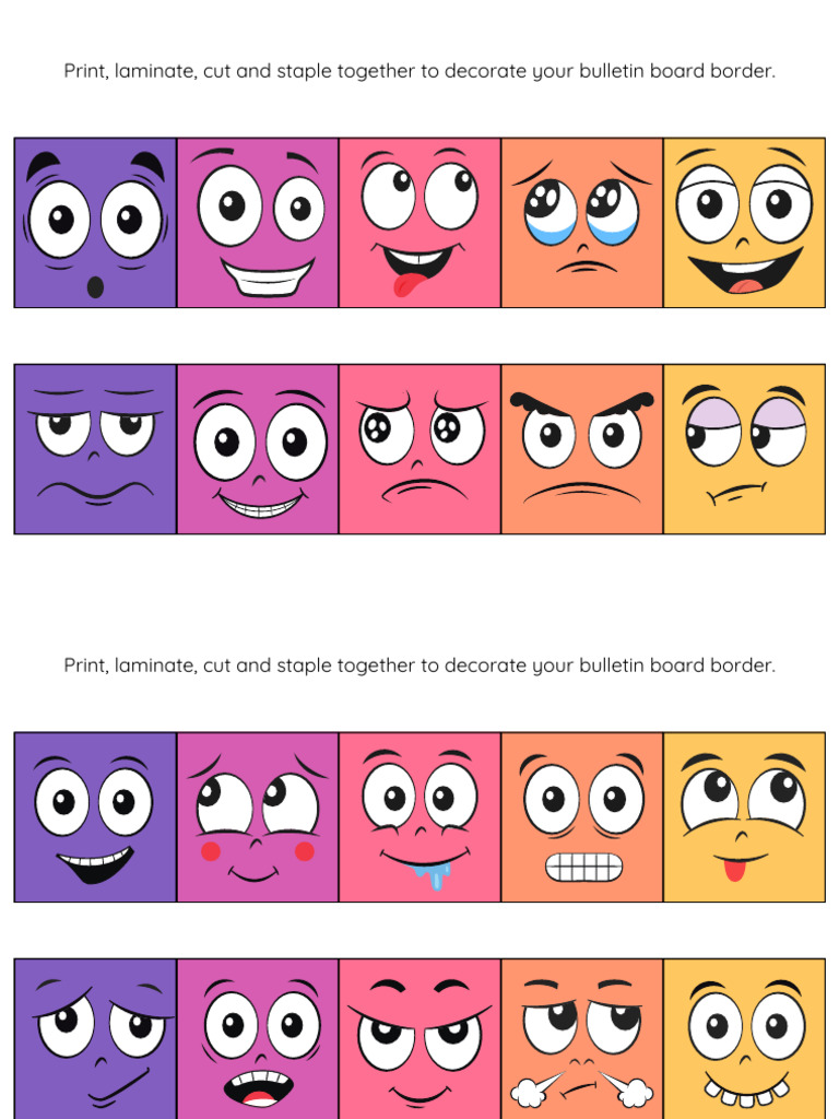 Bulletin Board Border Strips Colorful Emotion Cartoons | PDF