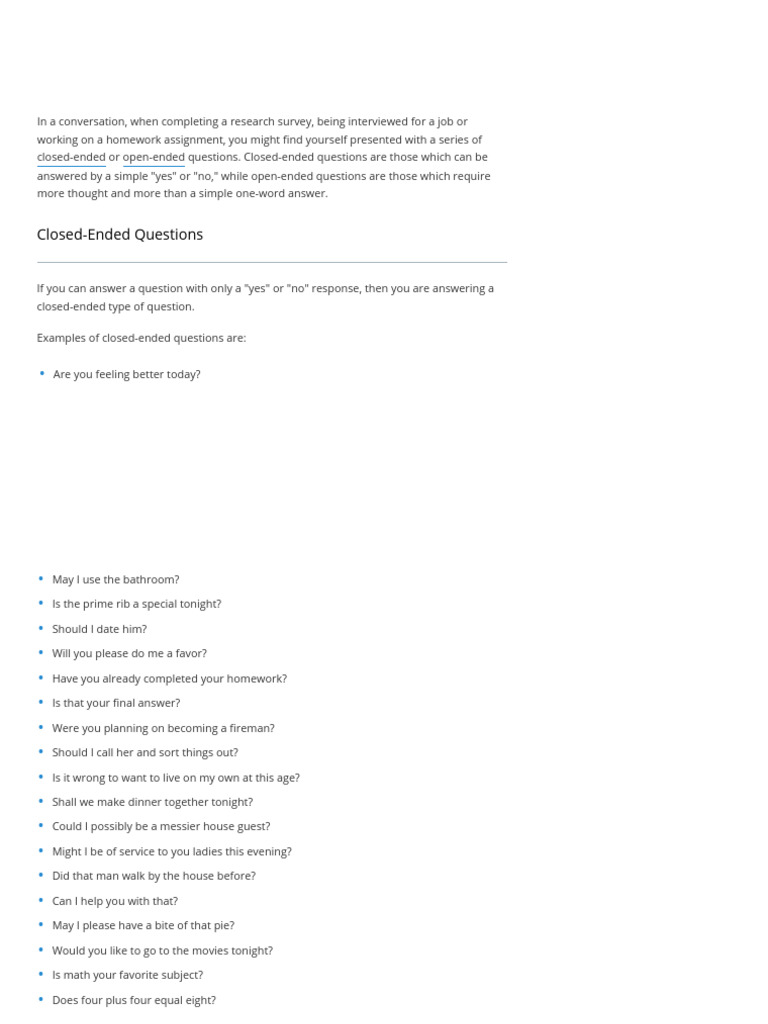 Question Types | PDF