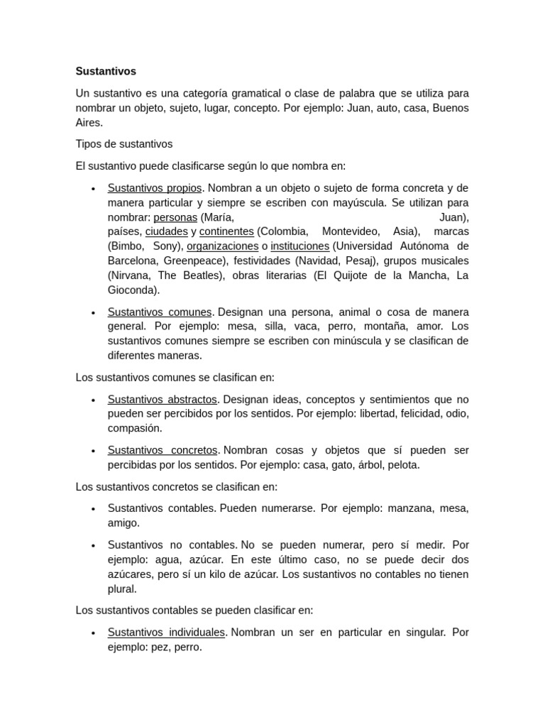 Sustantivos | PDF | Verbo | Oración (Lingüística)