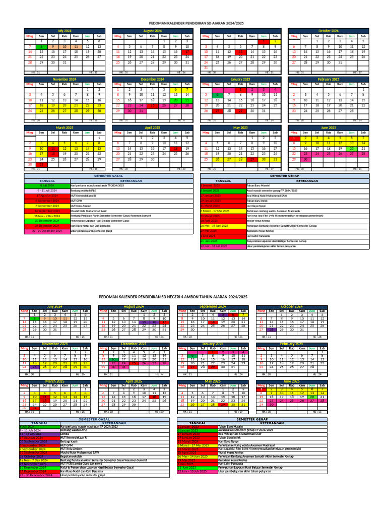 Kalender Pendidikan SD 2024-2025 | PDF