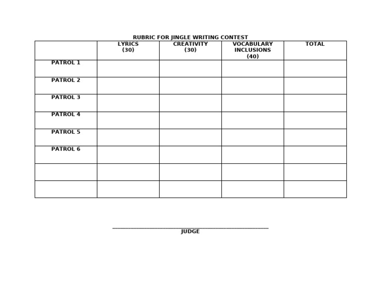 Jingle Writing Contest Rubric | PDF