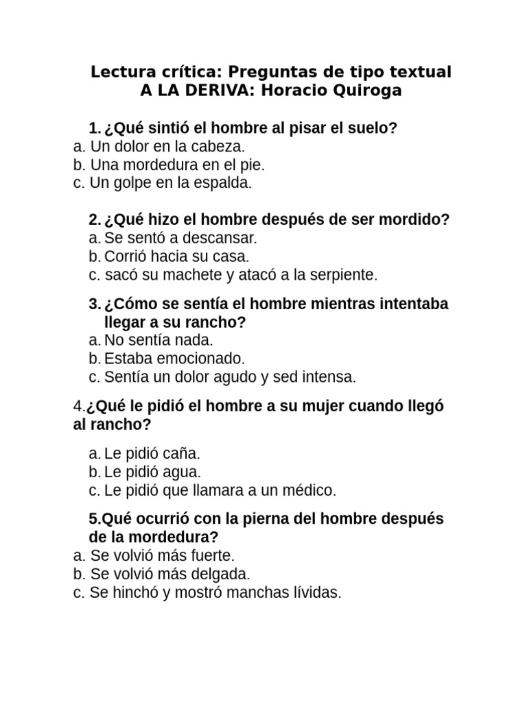 A La Deriva Preguntas | PDF