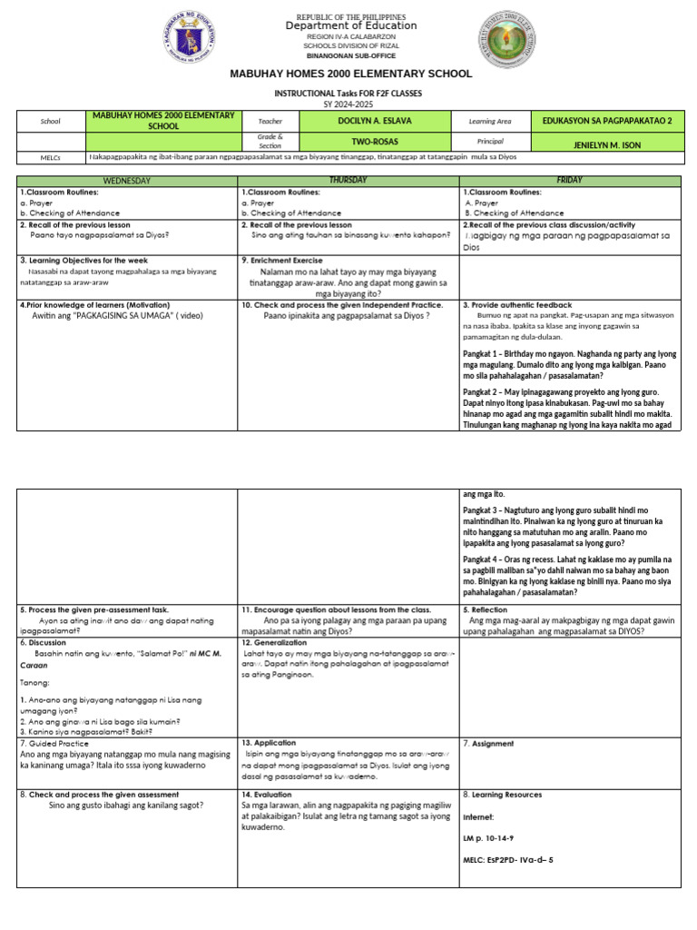 WLP Q4 F2F Esp Week 2 | PDF