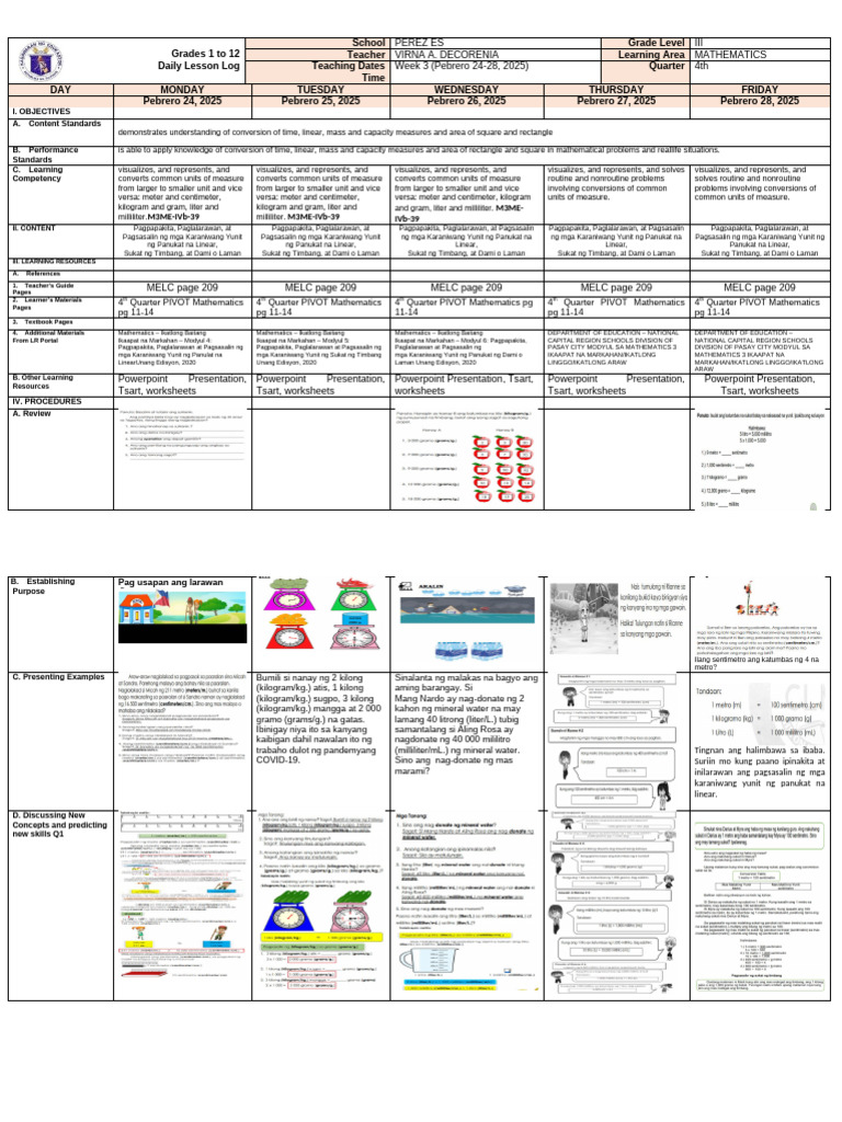 Dll-Mathematics-Q4-Week 3 | PDF | Behavior Modification | Learning