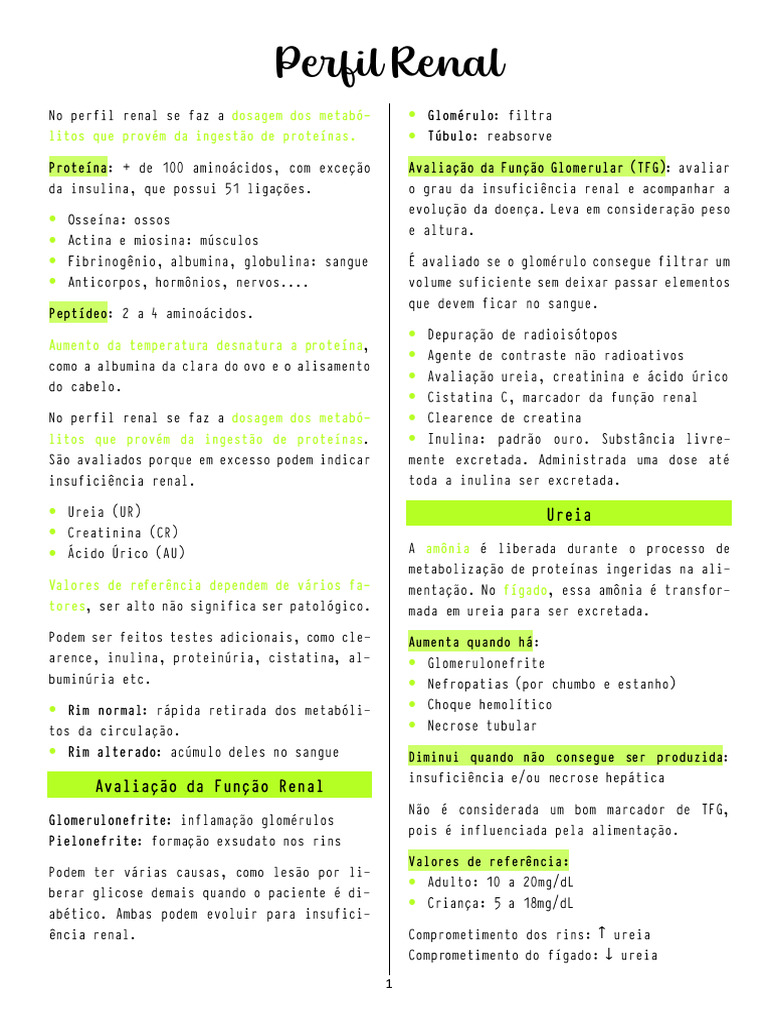 AULA 4 - Perfil Renal | PDF