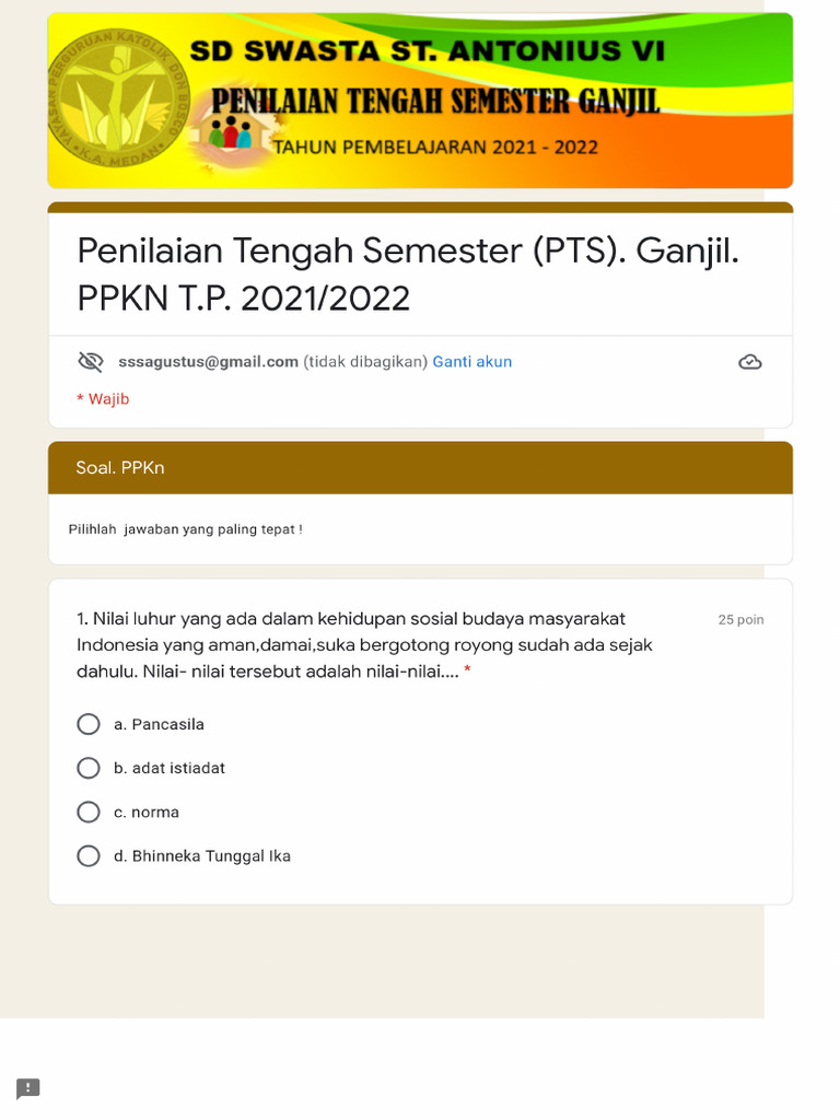 Ujian PTS PPKN Kelas V | PDF
