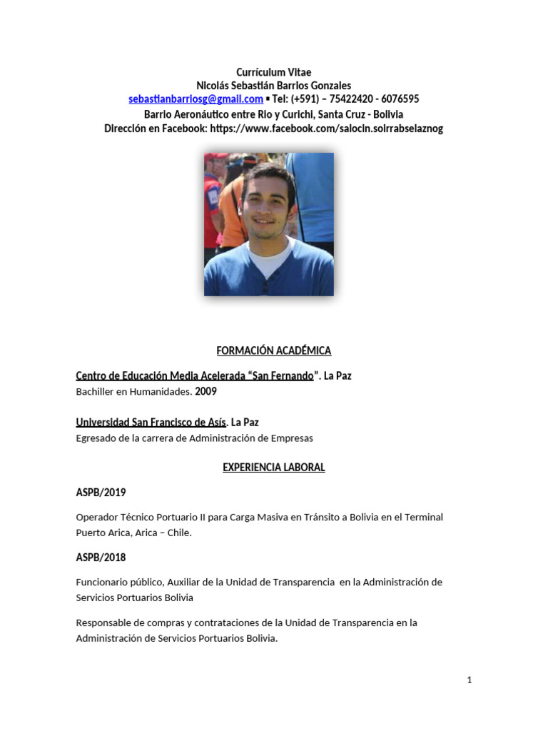 Curricula Sebas | PDF | Bolivia
