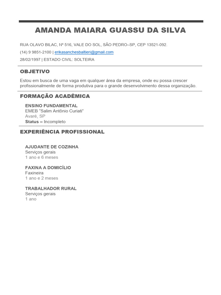 Cv - Amanda Maiara | PDF