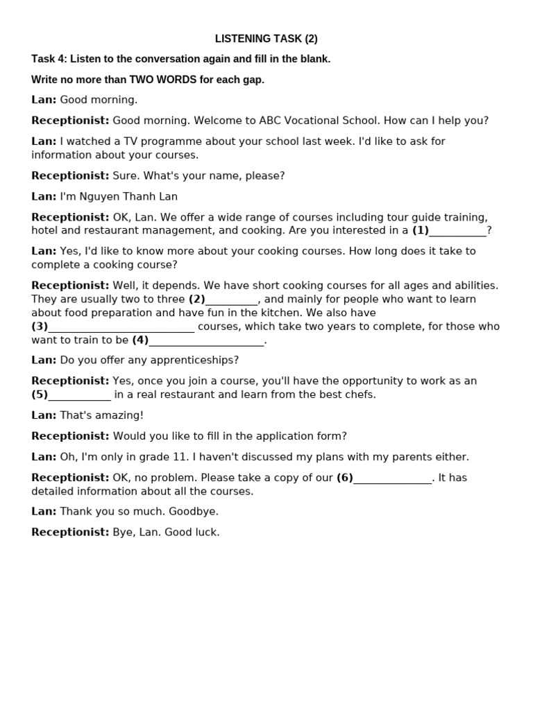 Listening Extra Task | PDF