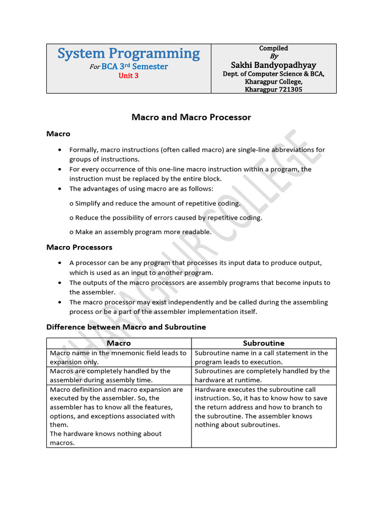 Macro Processors in System Programming | PDF | Assembly Language | Macro (Computer Science)