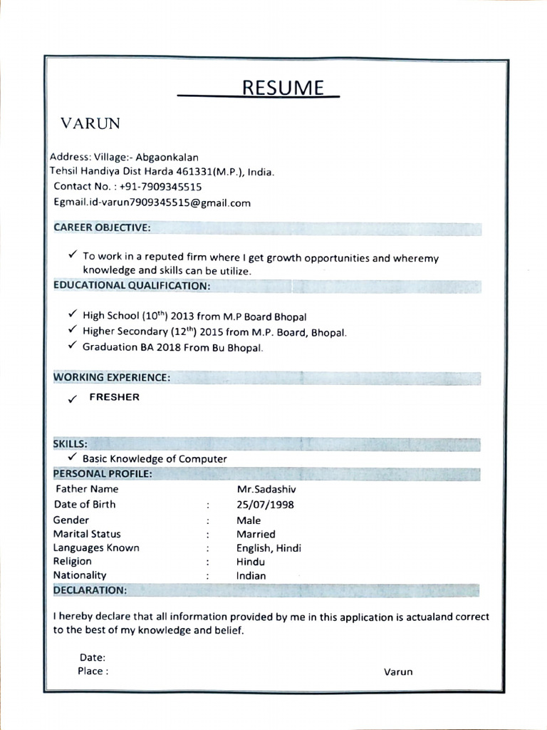 Resume: Varun | PDF