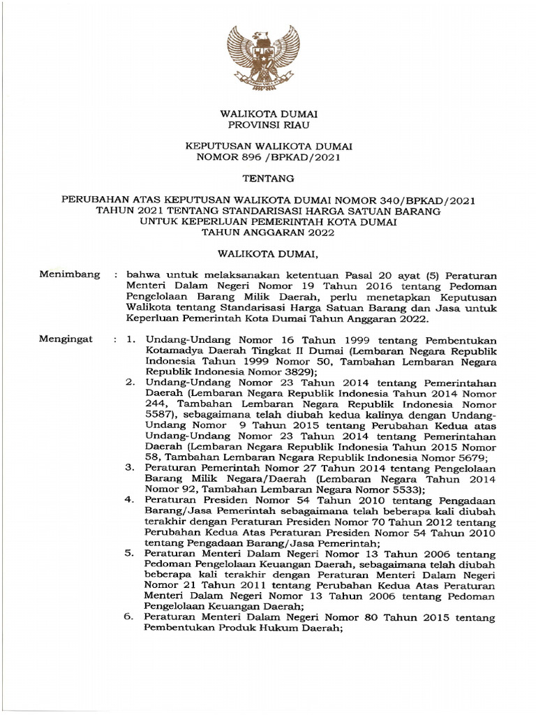 SK Perubahan SSH 2022 | PDF