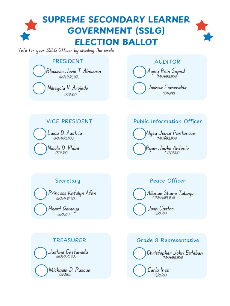 Classroom Election Ballot (8.27 X 11.67 In) | PDF