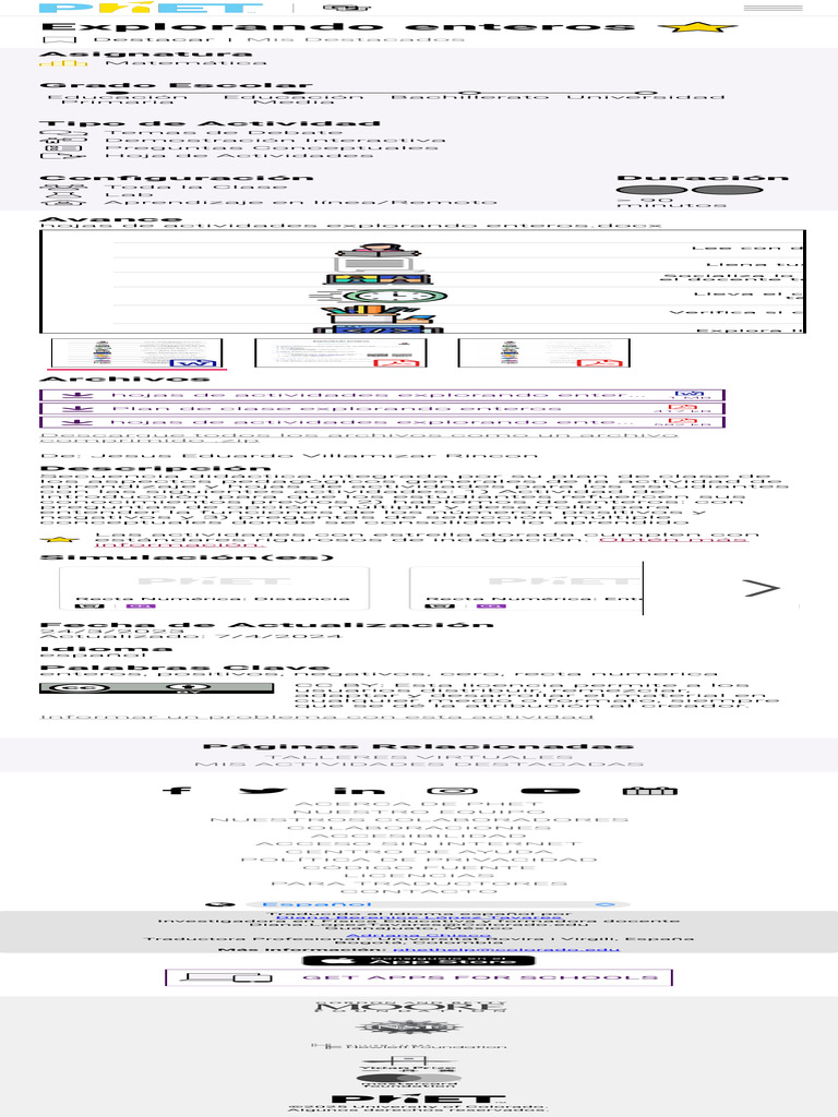 Explorando Enteros - Simulaciones Interactivas PhET 3 | PDF ...