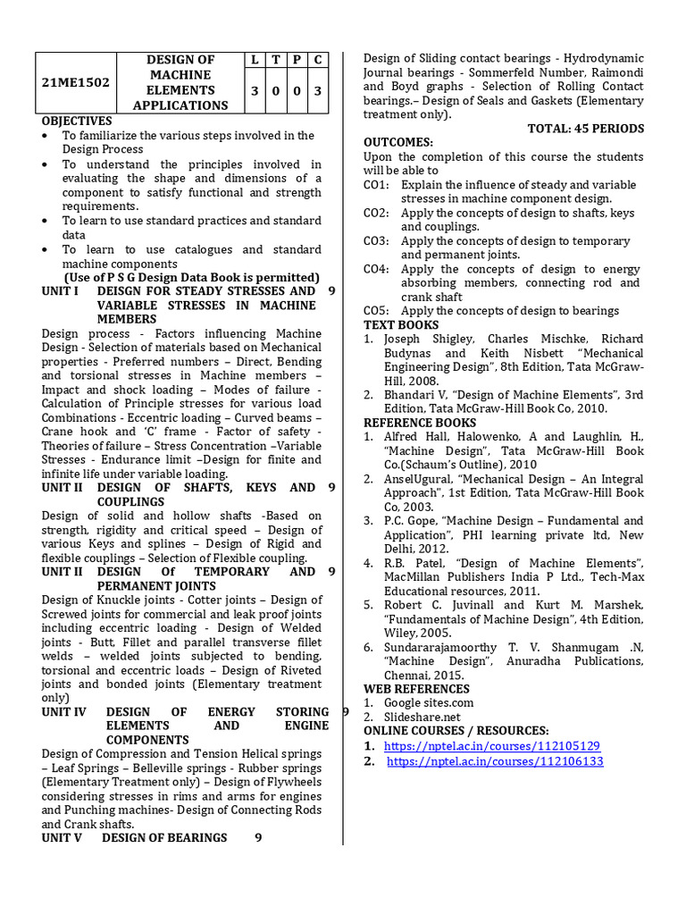 DME - Unit - I - 1 | PDF | Bending | Deformation (Engineering)