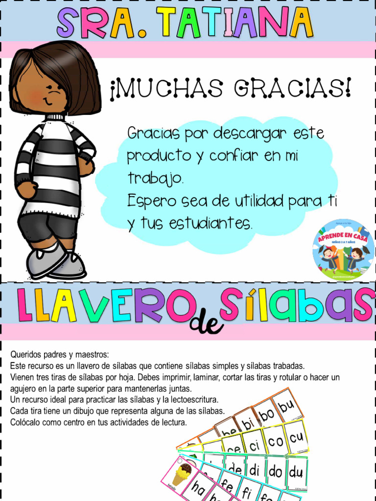 Llaveros de sílabas para lectoescritura | PDF