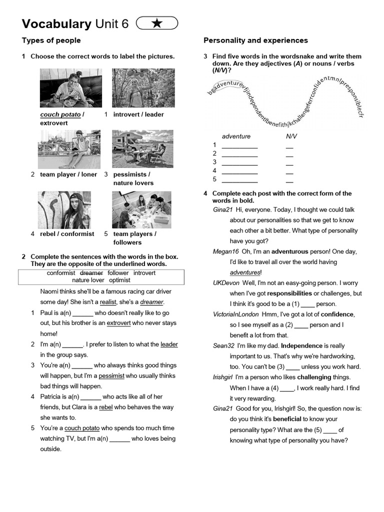 Tiếng Anh 9 Friends Plus - Unit - 6 - Vocab - One - Star | PDF ...