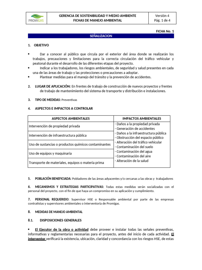 FE-823 - 1 FICHA 1_4 señalización | PDF | Contaminación | Entorno natural