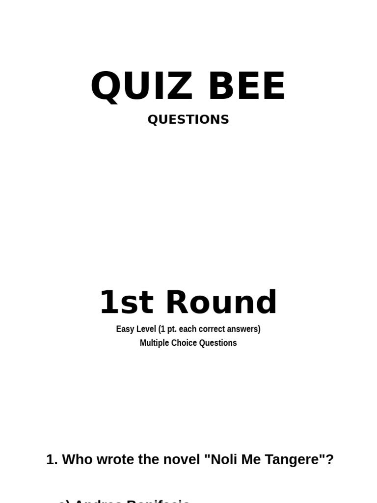 Quiz Bee-Ppt Questions | PDF | Philippines