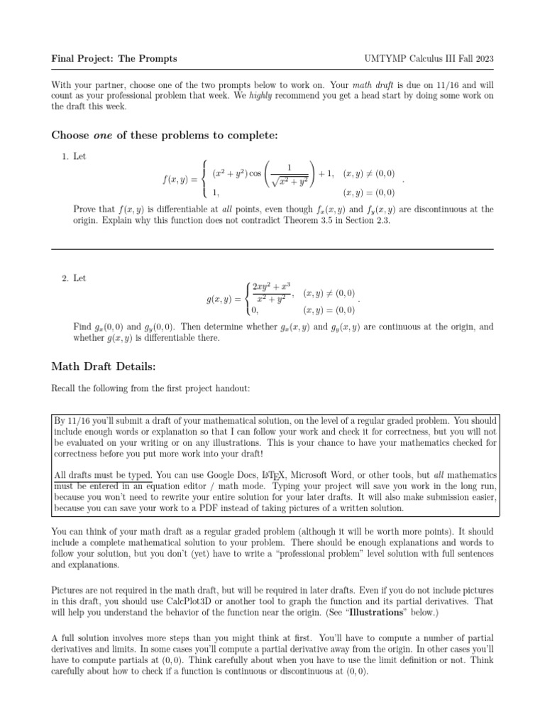 c3 Project 2 Prompts f23 | PDF | Mathematics | Mathematical Analysis