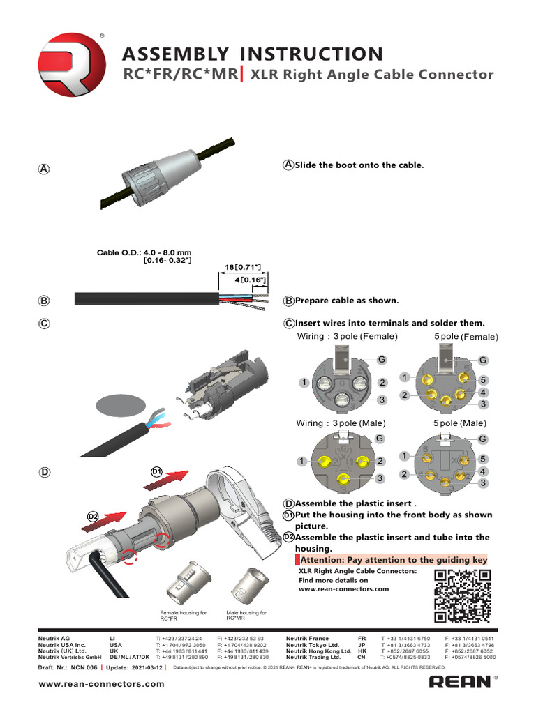 Neutrik Right Angle XLR Assembly Guide | PDF | Audio Electronics