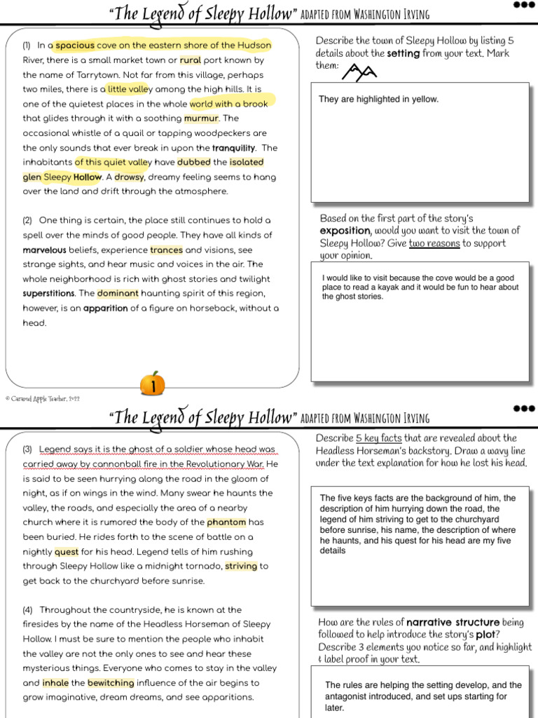 Level 3 Close Reading Sleepy Hollow | PDF | The Legend Of Sleepy Hollow