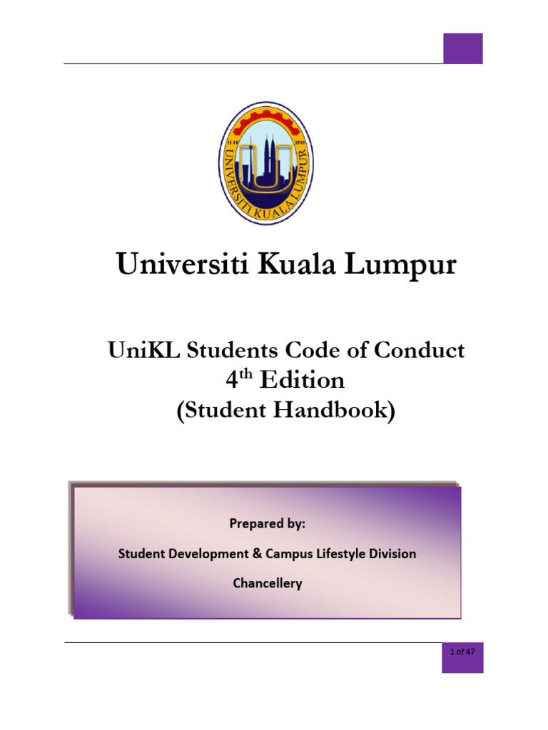 UniKL - Code - of - Conduct - 4th - Edition - January 2017 | PDF ...