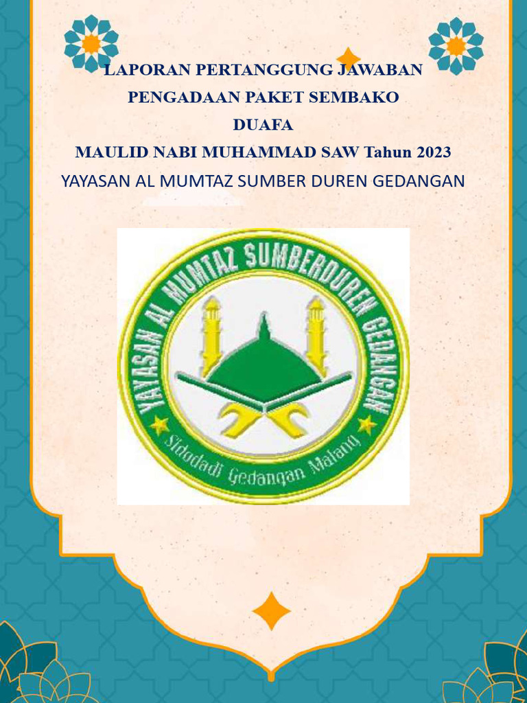 LPJ Maulid Nabi Yayasan Al Mumtaz Sumber Duren | PDF