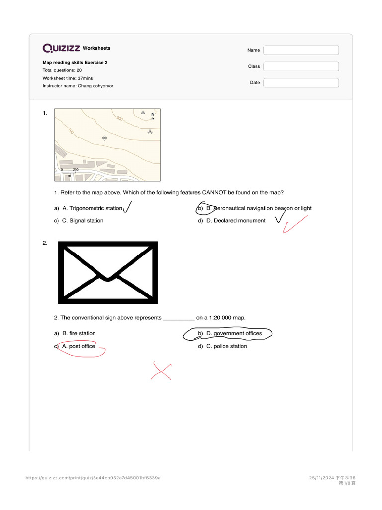 Map Reading Skills Worksheet 2 | PDF | Geographical Technology | Navigation