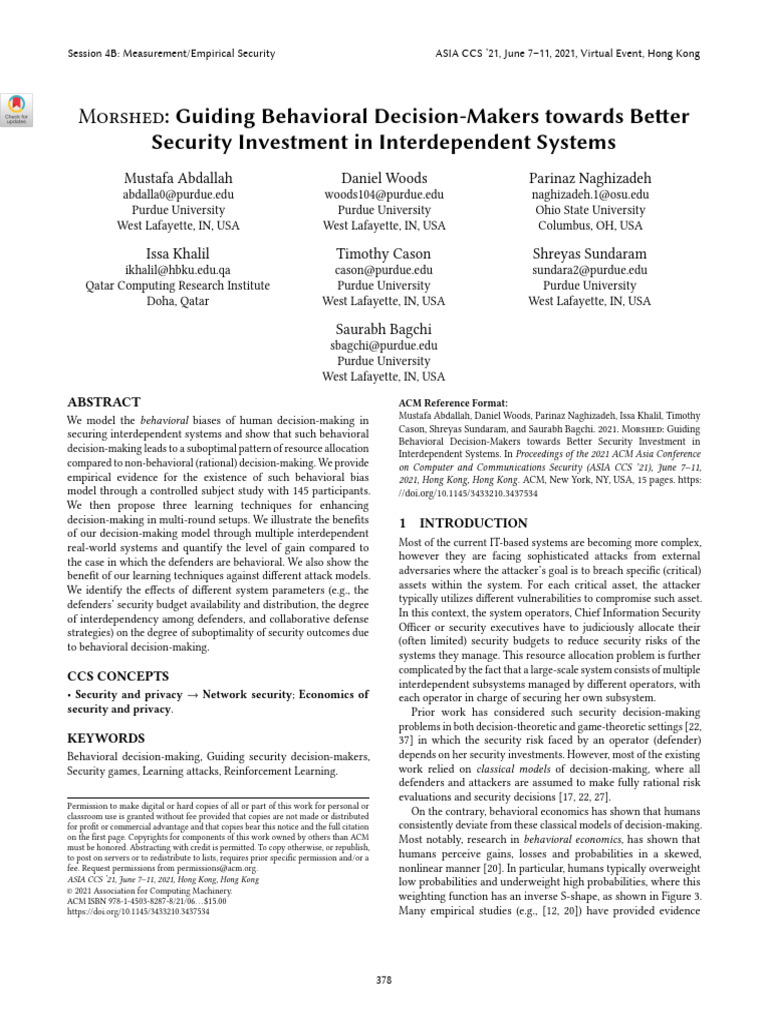 Guiding Behavioral Decision-Makers Towards Better Security Investment in Interdependent Systems ...