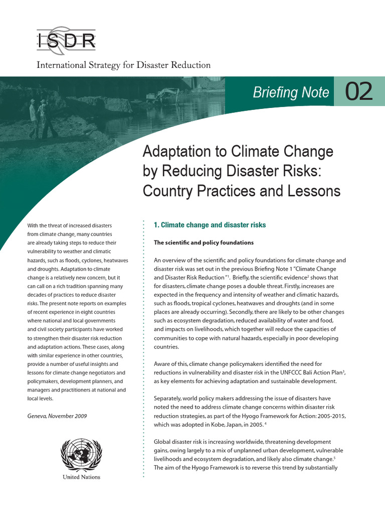 Adaptation To Climate Change by Reducing Disaster Risks: Country ...