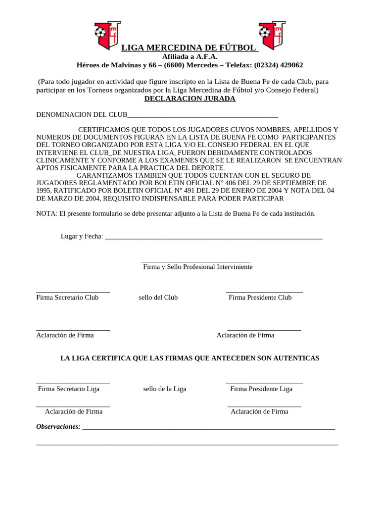 Formulario General Aptitud Fisica | PDF