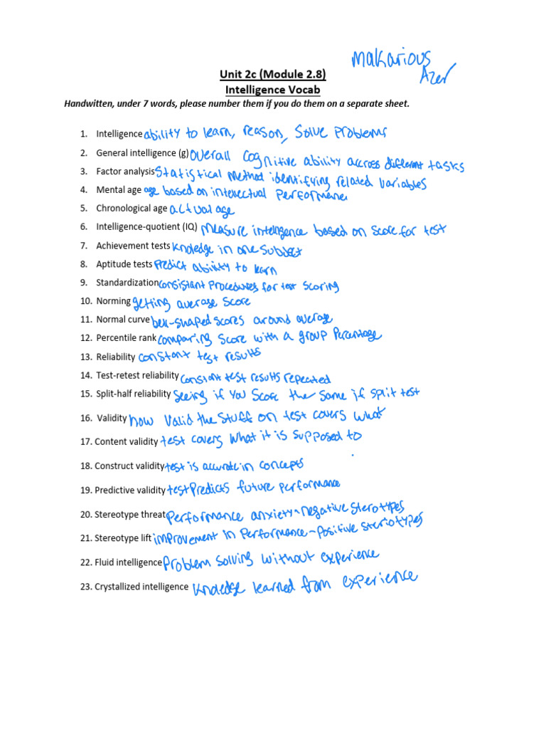 Intelligence Vocab UPDATE 2024 | PDF