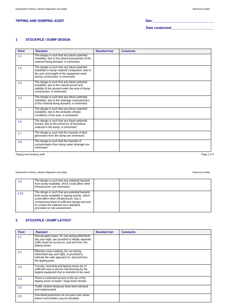 MSH_AuditTemplate_TippingDumping | PDF | Landfill | Hazards