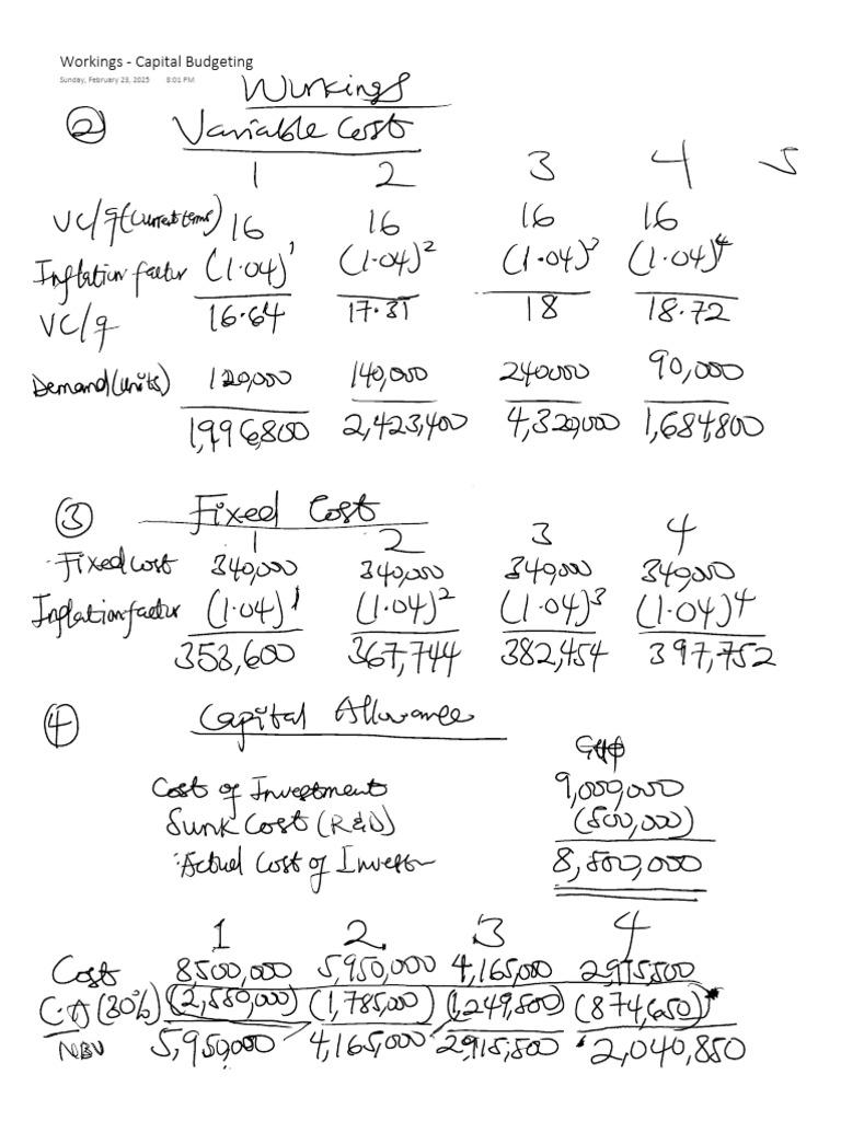 Workings - Capital Budgeting | PDF