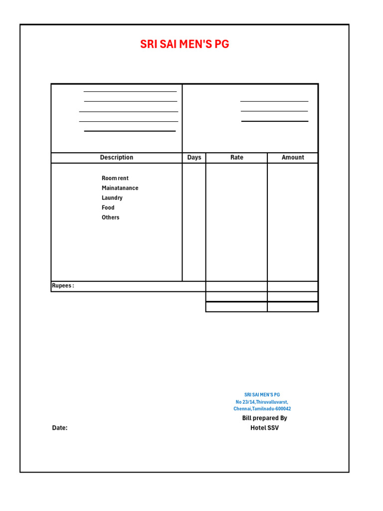 Hotel Dhaba Bill Template | PDF