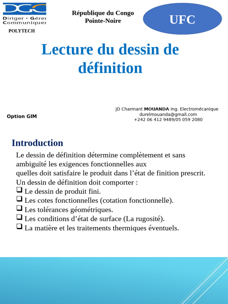 UFC GIM lecture du dessin de définition | PDF