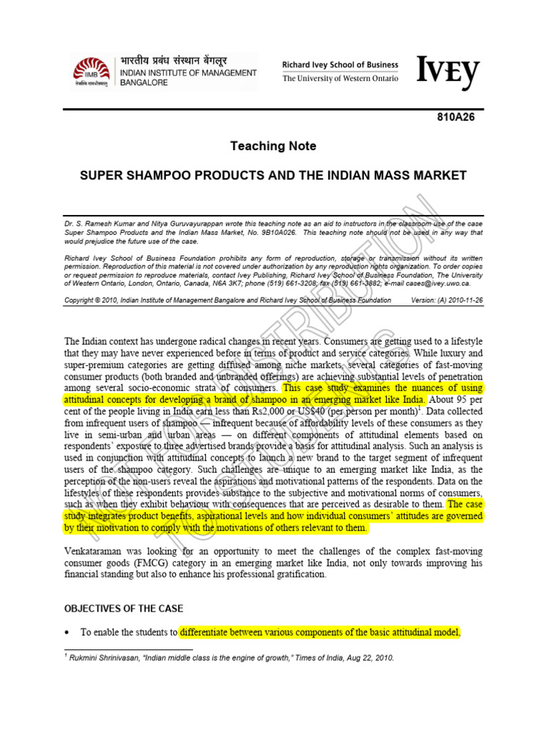 Teaching Note-Super Shampoo | PDF | Brand | Affect (Psychology)