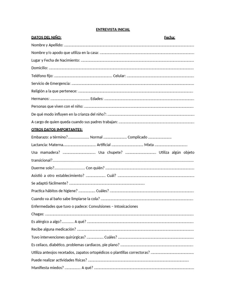 ENTREVISTA INICIAL | PDF