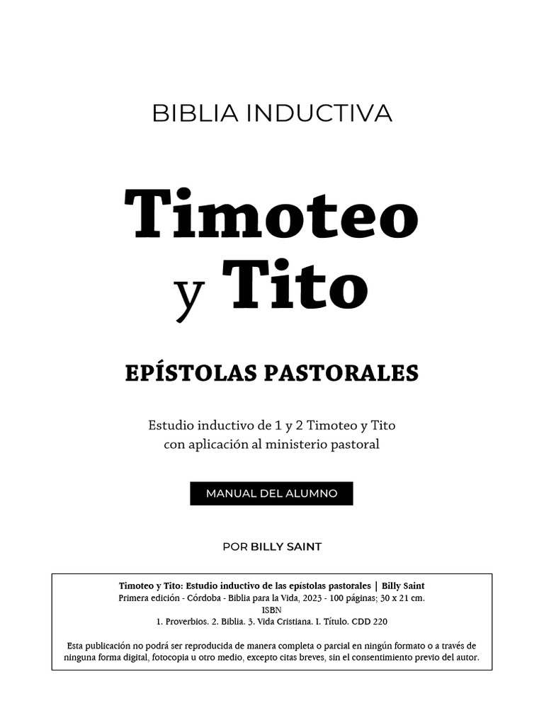 Estudio Inductivo de Timoteo y Tito | PDF | Pablo el apóstol | Iglesia ...