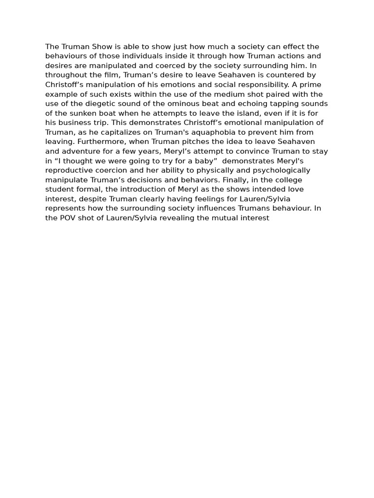 Open Book Truman Body Paragrpah | PDF