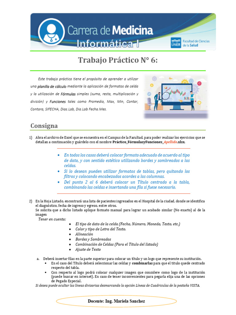 Practico Nro 6-Planilla de Calculo Medicina - Fórmulas y Funciones | PDF | Microsoft Excel ...