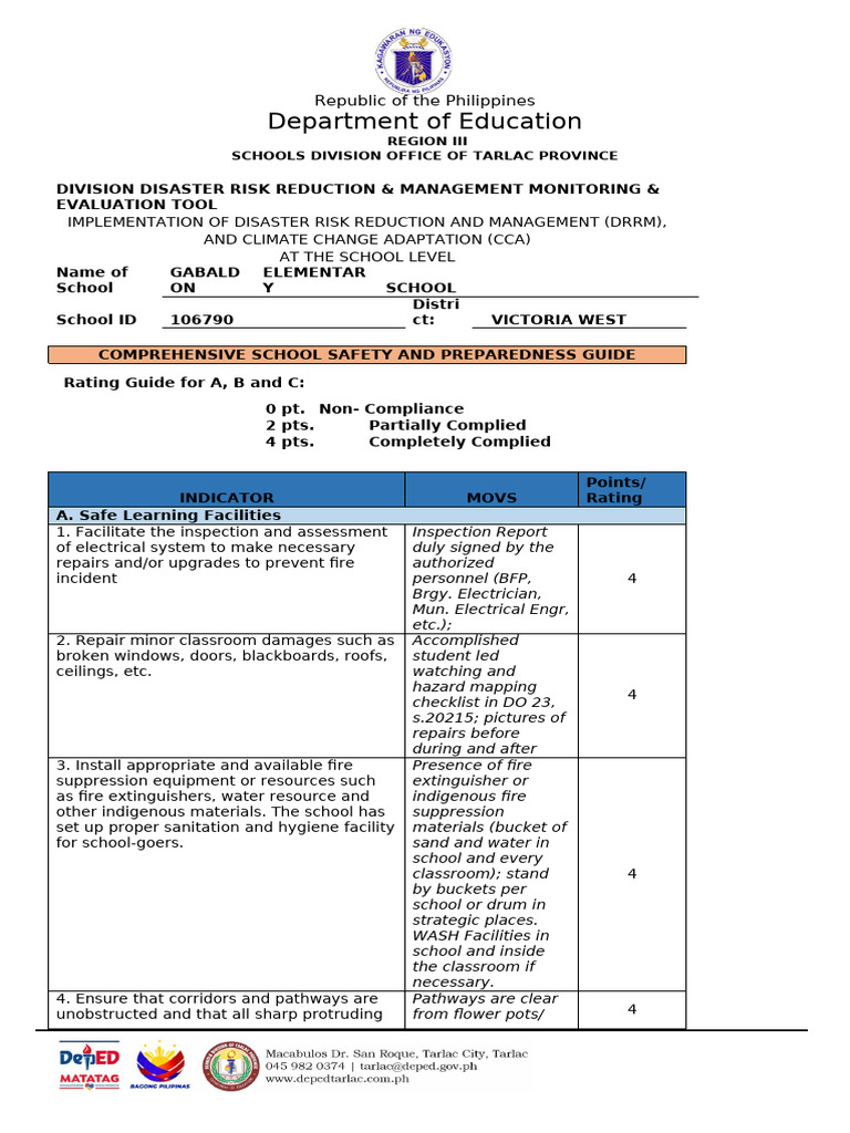 DRRM Evaluation and Monitoring Tool | PDF | Emergency Management | Risk ...
