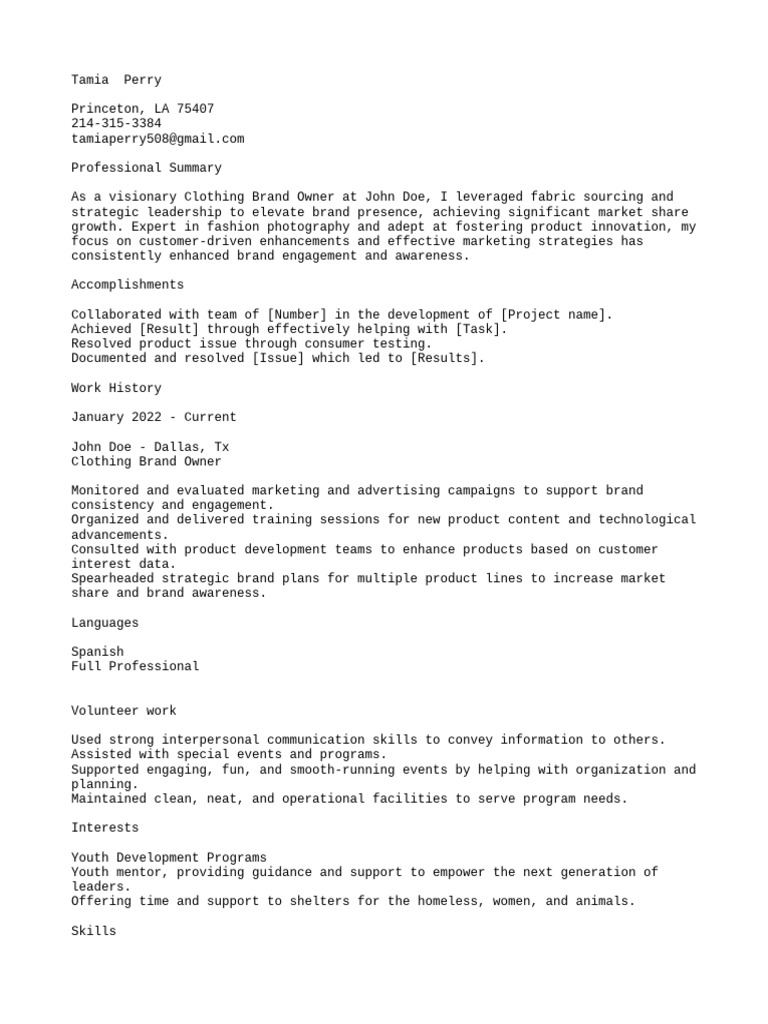 Tamia Perry Resume | PDF