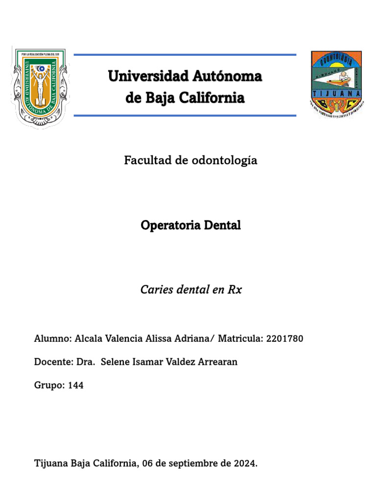 Caries Dental: Tipos y Diagnóstico en Rx | PDF