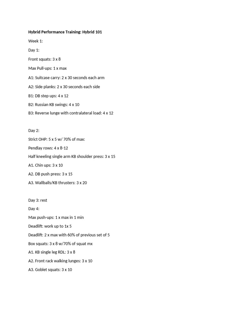 Hybrid Performance Training Plan | PDF | Strength Training | Physical ...