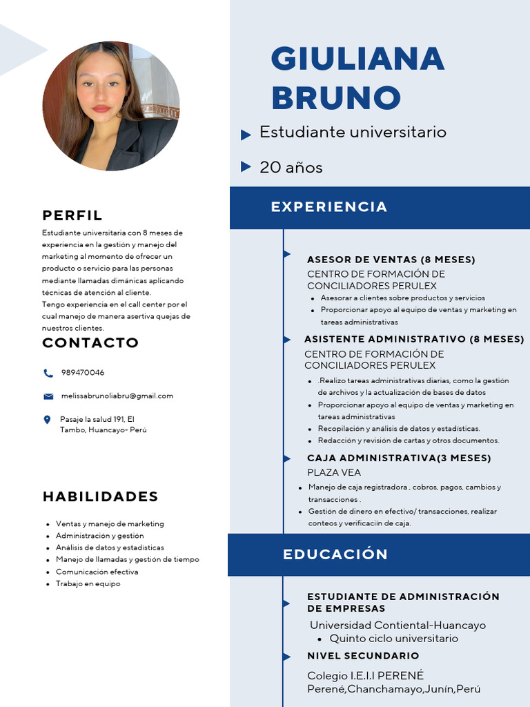 Currículum Contador Profesional Simple Azul | PDF | Marketing | Business