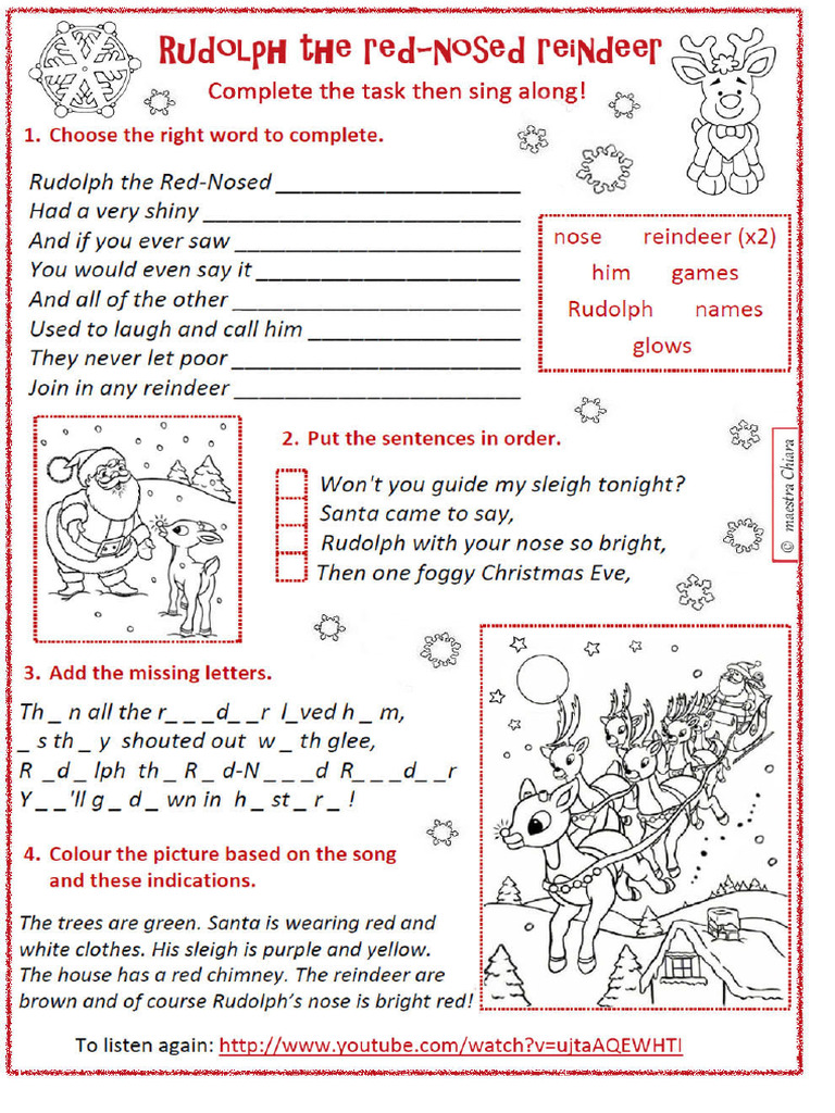 Rudolph Song Worksheet | PDF