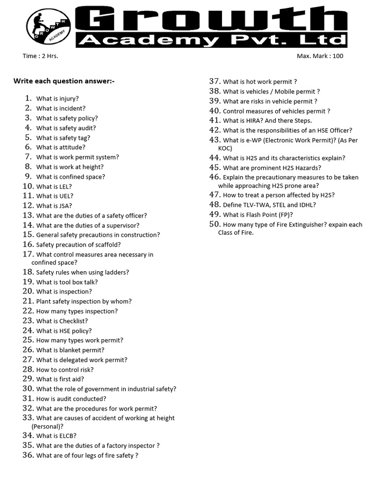 Interview test question | PDF | Working Conditions | Occupational ...