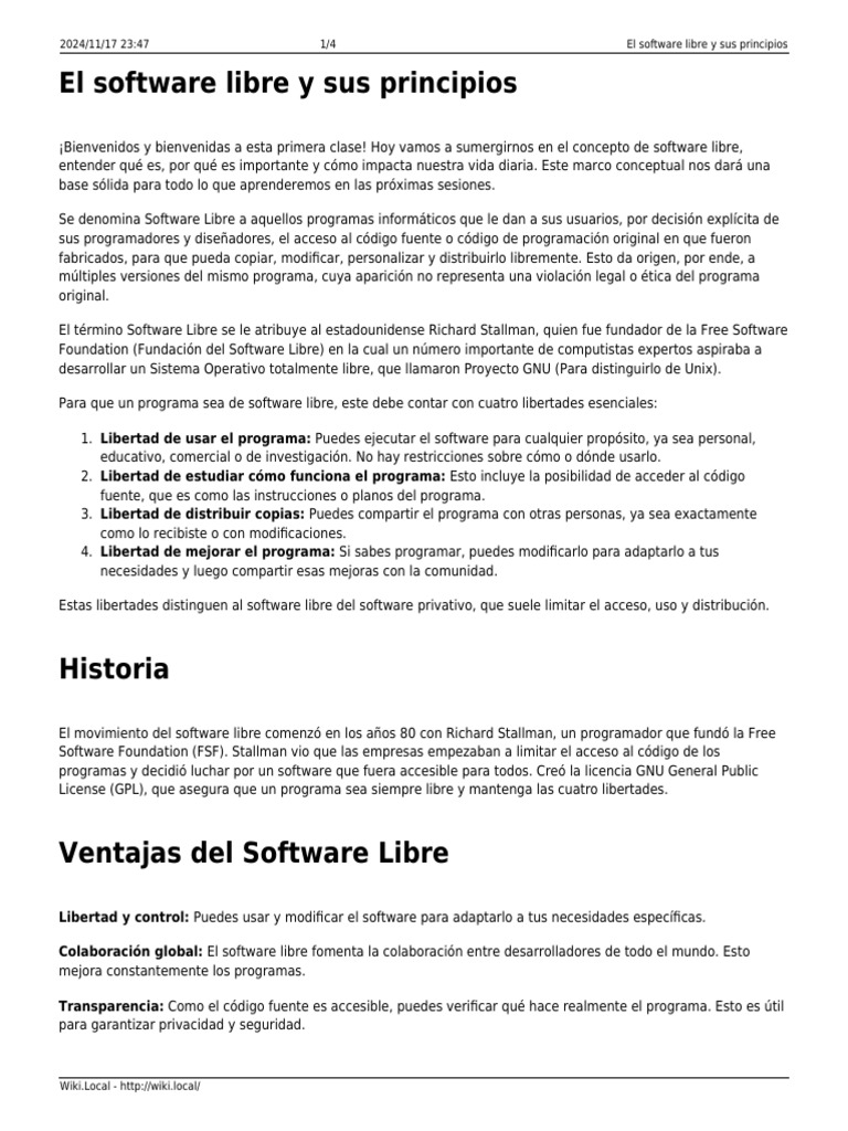 Principios y Ejemplos de Software Libre | PDF | Software libre | Red mundial